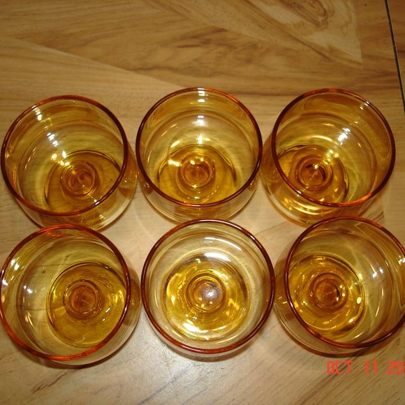 Dining | Vintage Footed Sherbet Bowls Amber Yellow Glass Set Of 6 ...